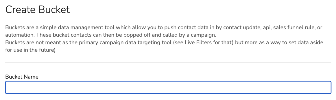 Buckets – CallTools